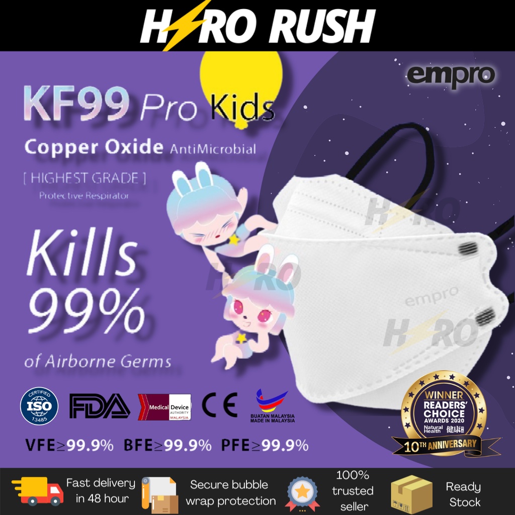 Empro Kid KF99 Pro Respirators 4Ply Copper Oxide Surgical Mask Kill 99. ...