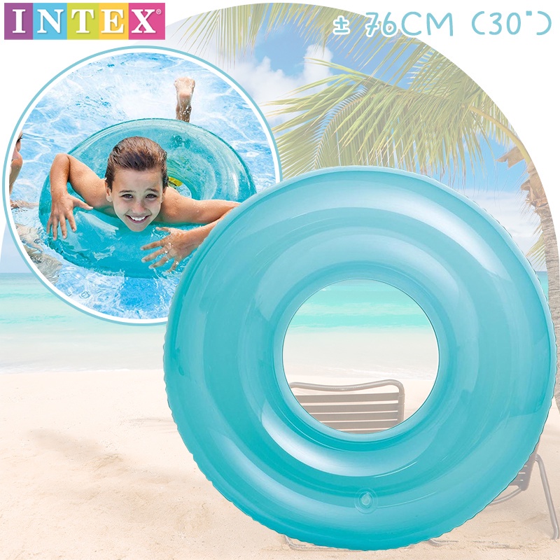INTEX 59260 3Color 76CM Transparent Tube Swimming Pool Ring Floaties ...
