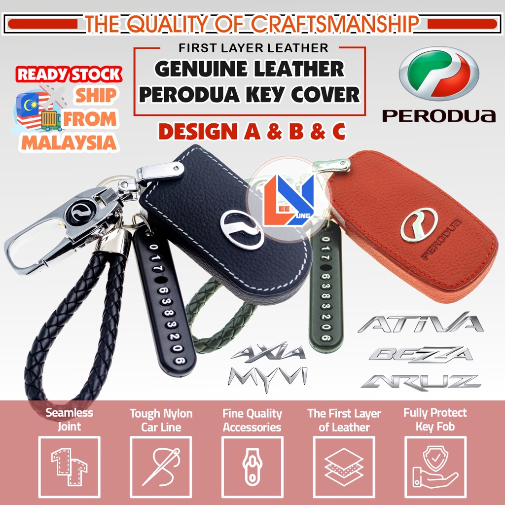 PERODUA MYVI ATIVA ALZA BEZZA AXIA ARUZ Genuine Leather Key Cover ...
