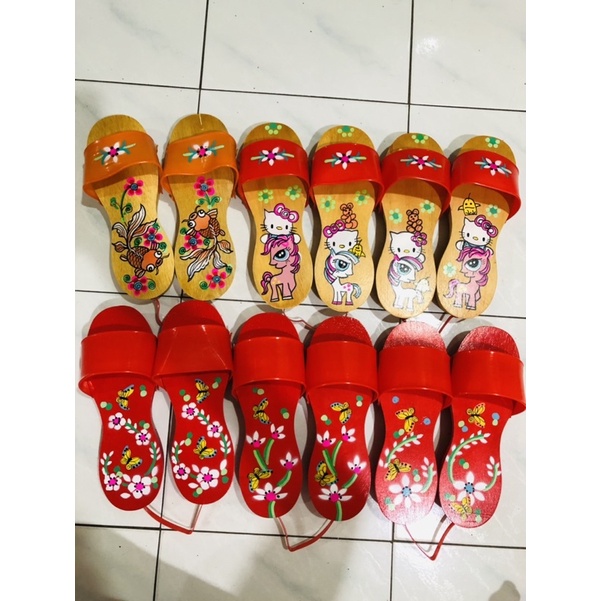 [READY STOCK]🔥Traditional Chinese Wooden Red Hand Drawing Women Clogs ...