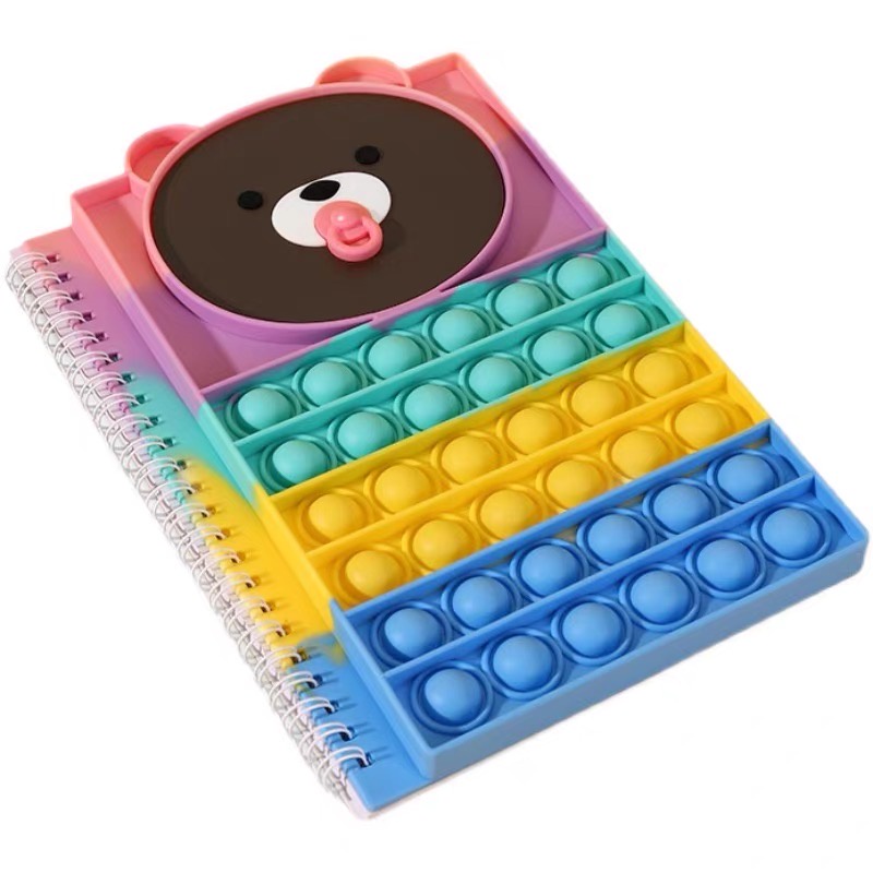 Rainbow Pop It Fidget Bubble Notebook (A6) Silicone Hard Cover Buku ...