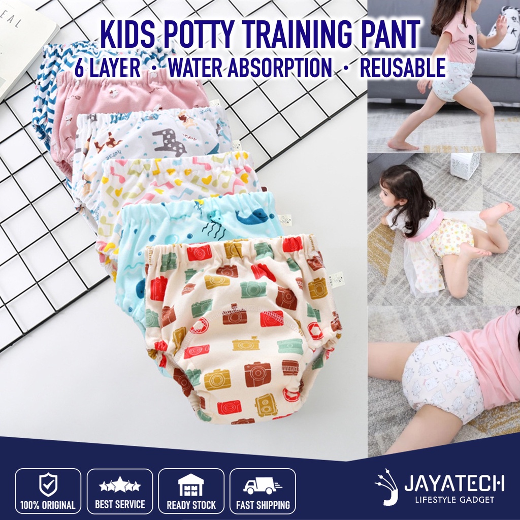 KIDS POTTY TRAINING PANTS 6 LAYER WATERPROOF BABY UNDERWEAR DIAPER PANT ...