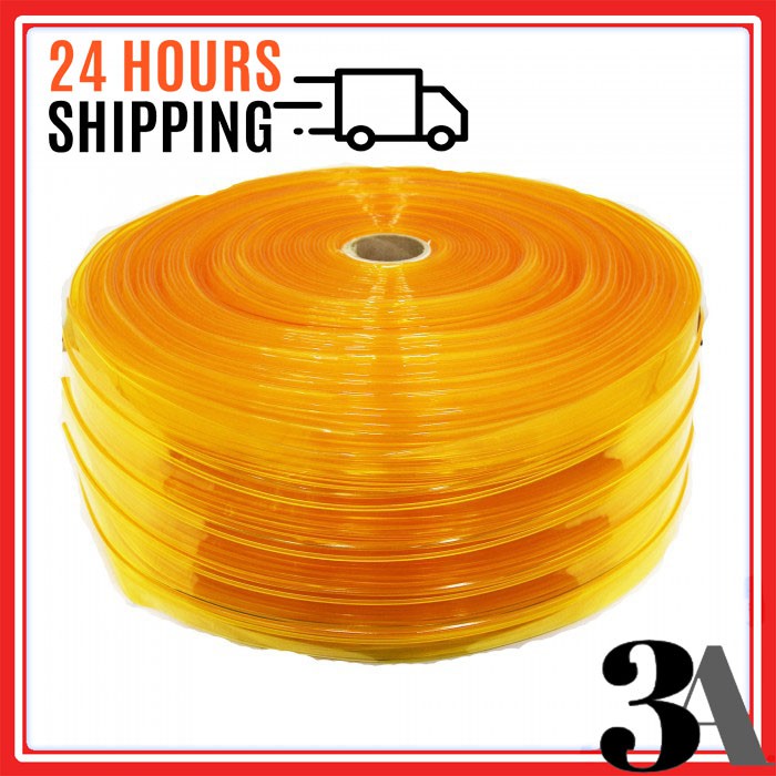 PVC Curtain Strip Clear Yellow Ribbed Strip 2mm x 200mm x 1m Amber ...
