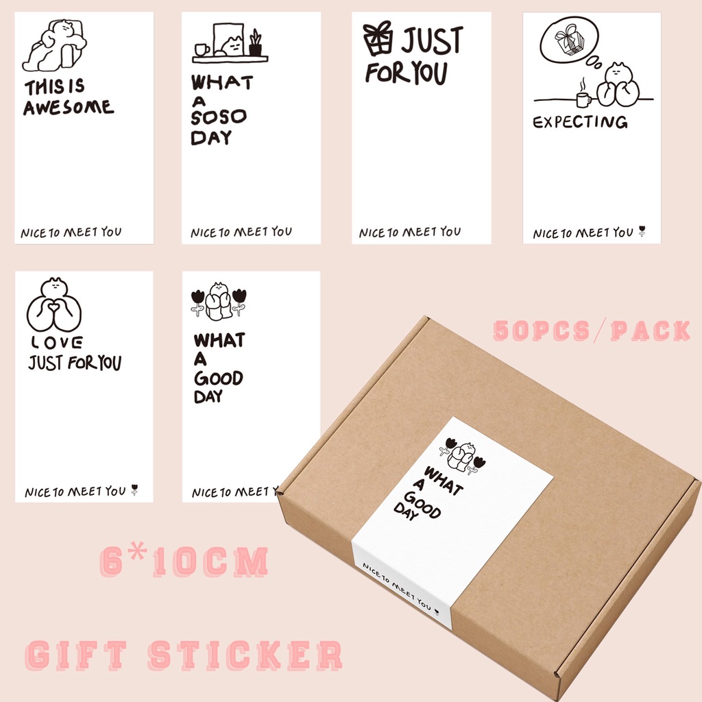 [Ready Stock]50pcs 6*10cm White "Just For You"Gift Stickers Small Shop ...