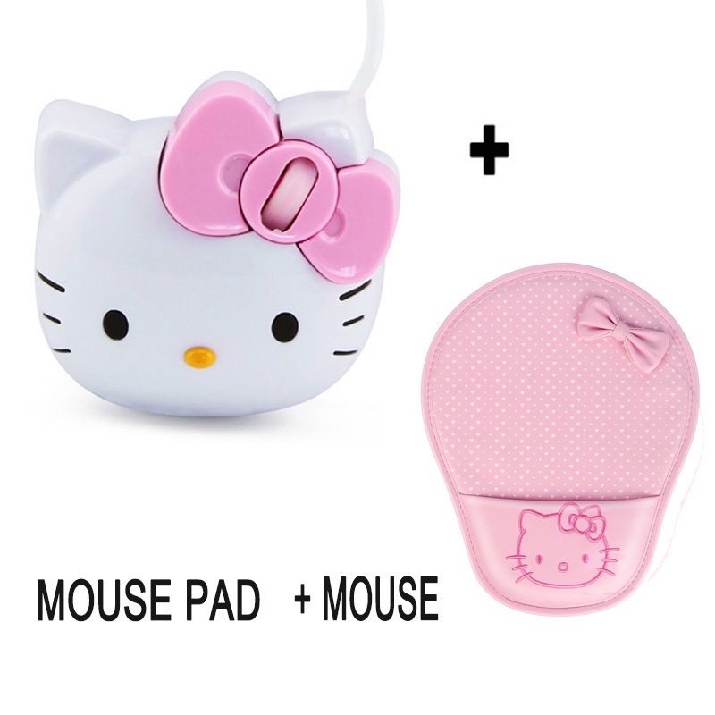 Hello Kitty Wired Mouse 3D Cartoon Pink Cute Mouse Ergonomic 1600 DPI ...