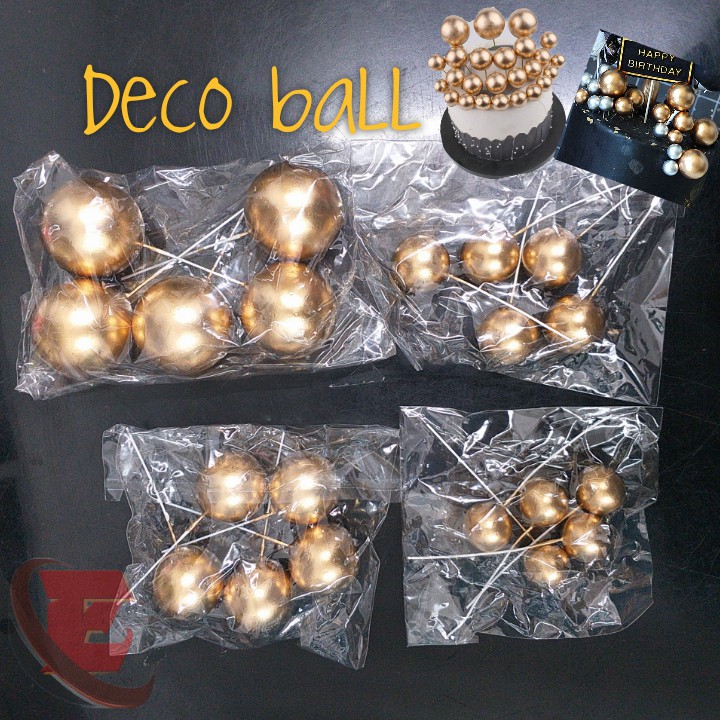 DECO BALL GOLD COLOUR | DECO CAKE | TOPPER CAKE | 4 DIFFRENT SIZE ...