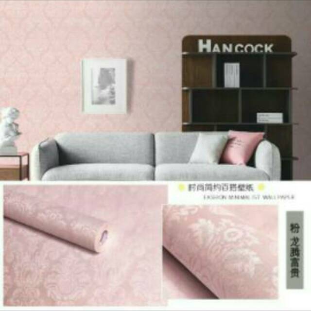 Wallpaper Sticker Wall Color Pich Soft Plain Batik Flower Channel | Shopee Malaysia