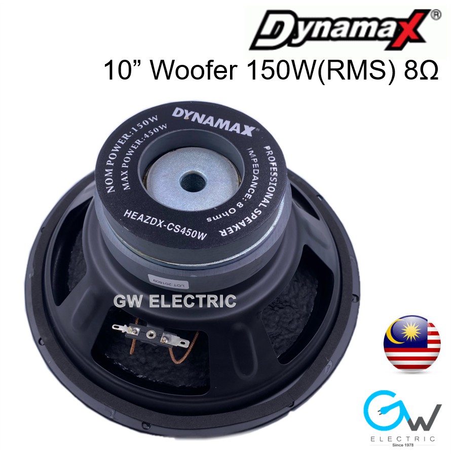 DYNAMAX 10" Double Magnet Woofer For Karaoke Speaker Unit 150W 8 ohm ...
