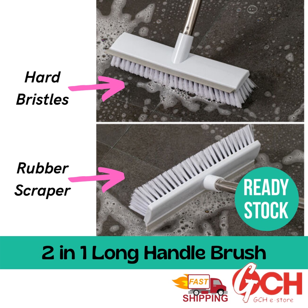 🔥2 IN 1 Long Handle Hard Bristle Powerful Decontamination Floor Brush ...