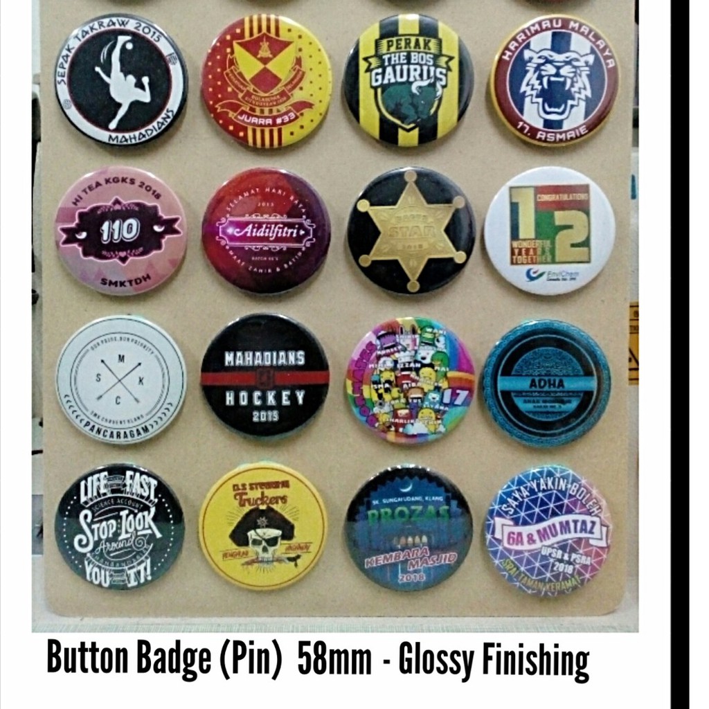 Custom Button Pin Badge 58mm (100 pieces in a pack) | Shopee Malaysia