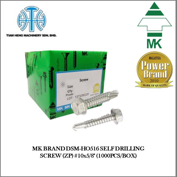 MK BRAND DSM-HO516 SELF DRILLING SCREW (ZP) #10x5/8" (1000PCS/BOX ...