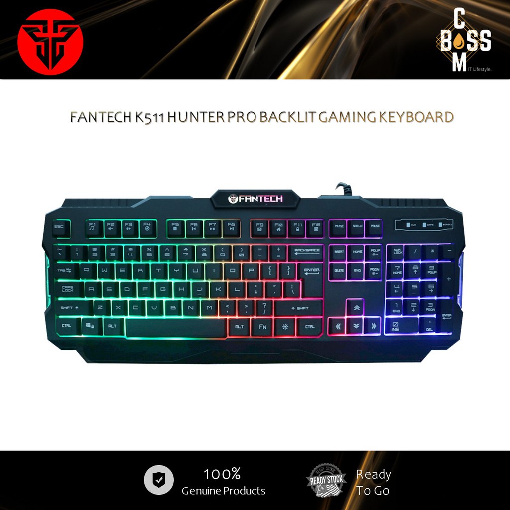 *ORIGINAL* FANTECH K511 HUNTER PRO BACKLIT GAMING KEYBOARD (104 KEYS ...