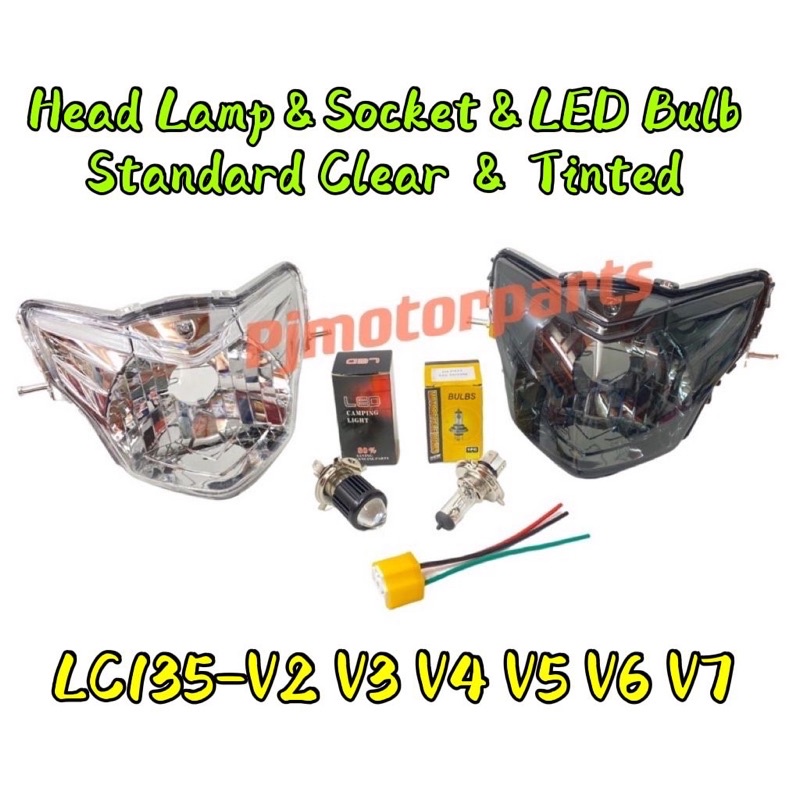 LC135 New LC135 V2 V3 V4 V5 V6 V7 (Clear & Tinted Smoke) Front Head Lamp Light Lampu Depan ...
