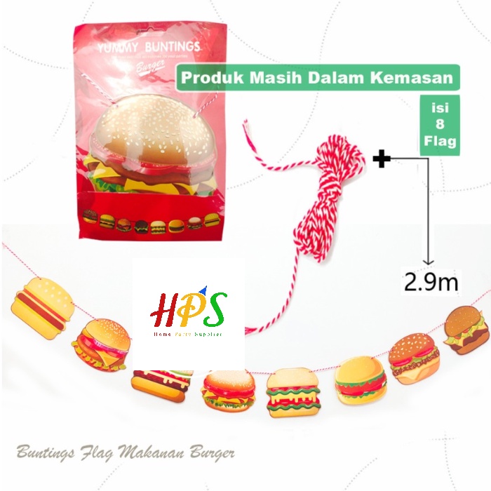Burger banner / Bunting Flag burger food decoration burger food banner ...