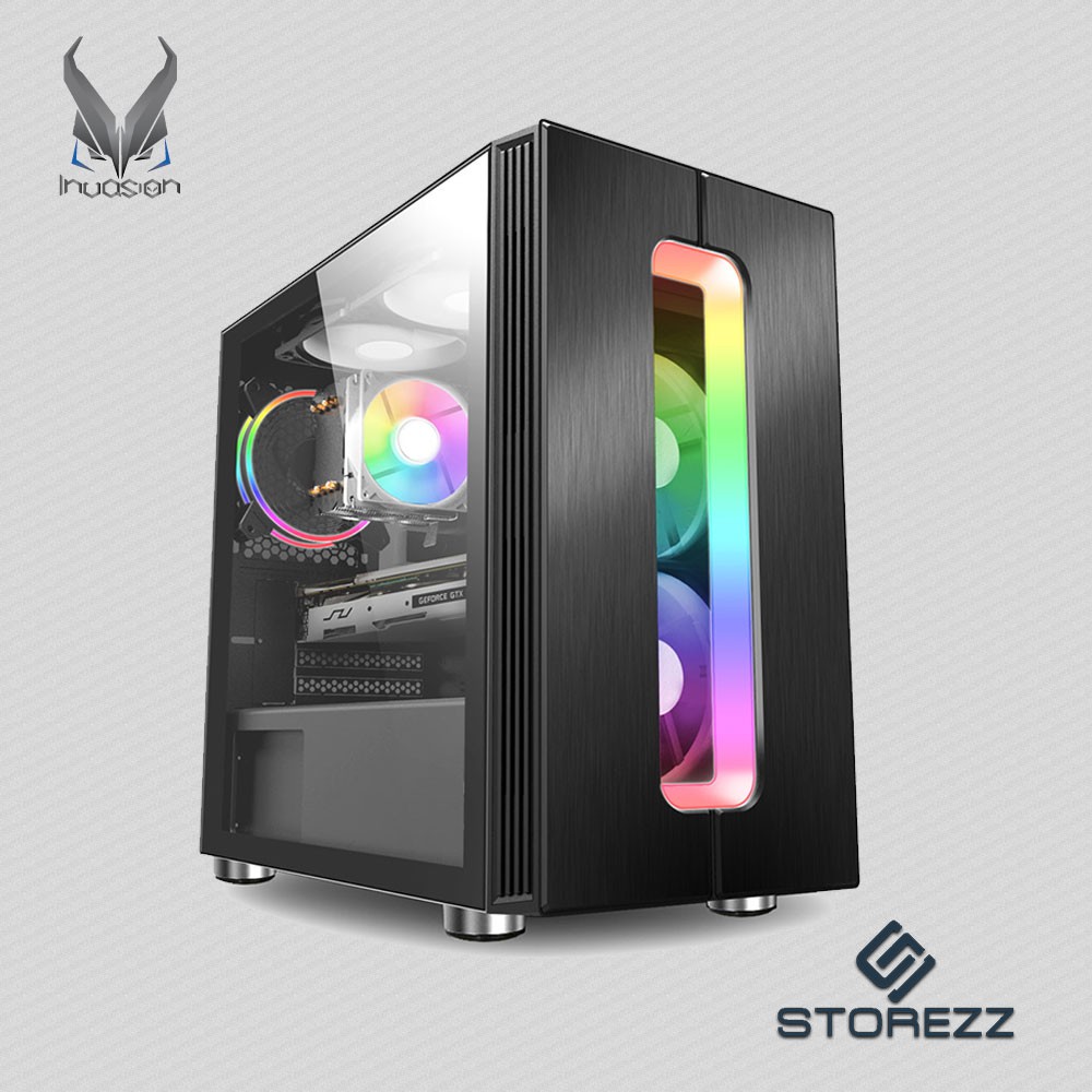 (READY STOCK) INVASION M5 M-ATX GAMING CASE WITH 3X RGB FANS | Shopee ...
