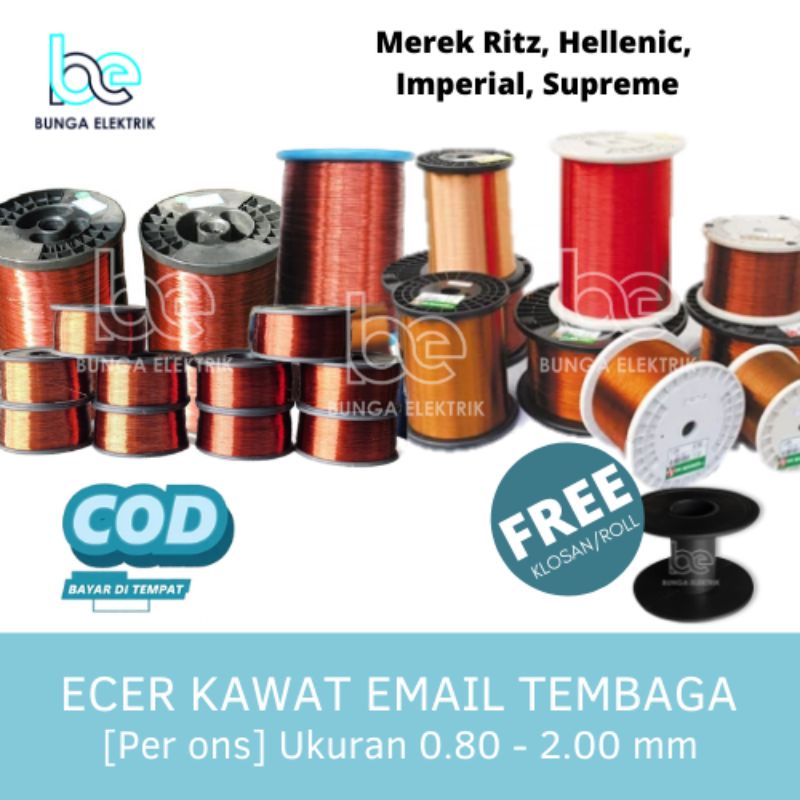 [ONS] EMAIL COPPER WIRE 0.80 - 2.00 MM ENAMEL WIRE COOPER DYNAMO ROLL ...