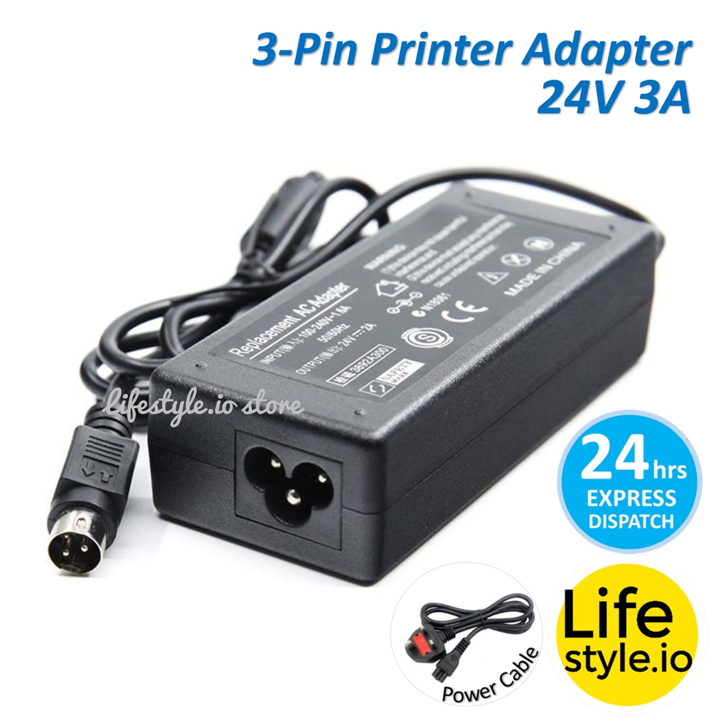3-pin 24v 2.5a 3a Thermal Printer Epson Xprinter Samsung Gprinter Power ...