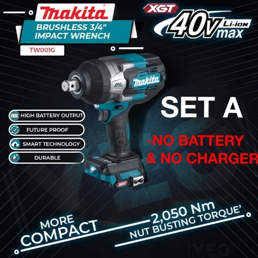MAKITA TW001GZ/ TW001GD201/ TW001GM201 CORDLESS IMPACT WRENCH (3/4 ...