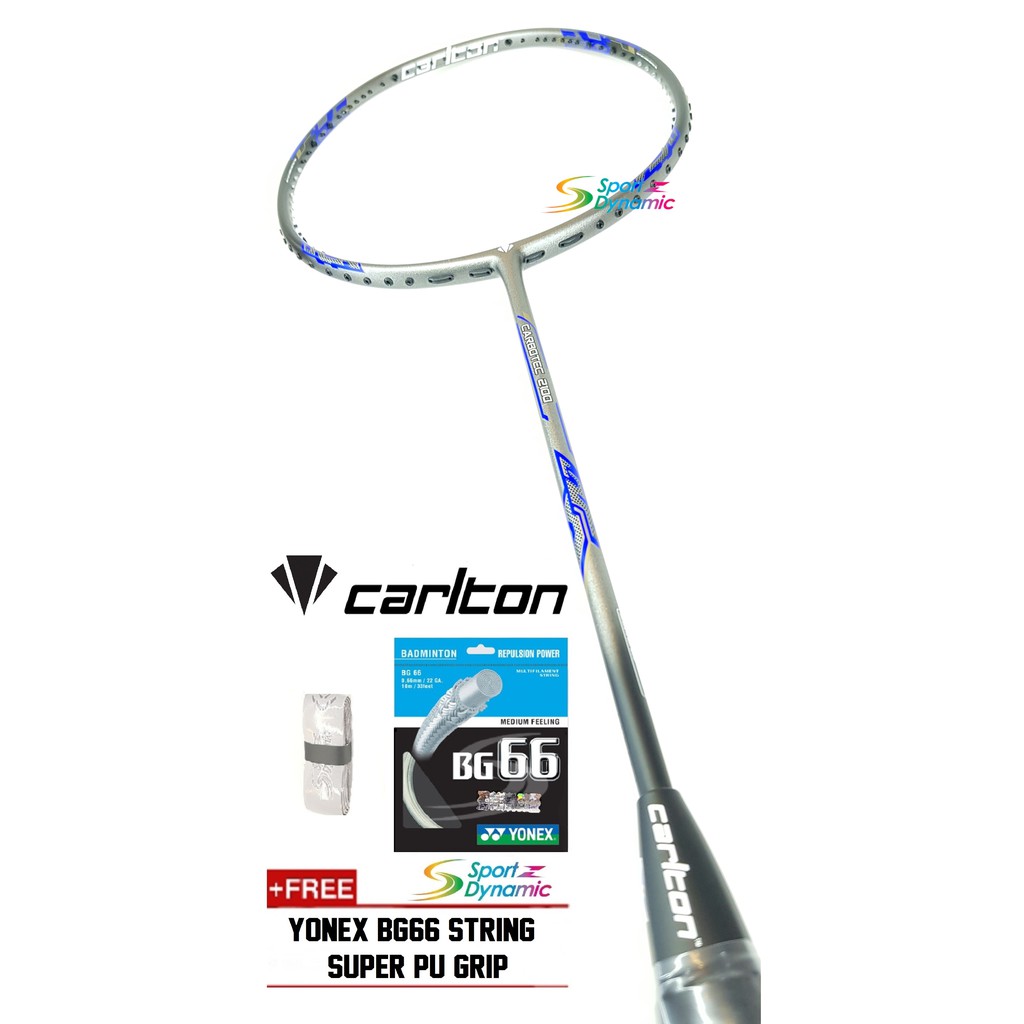CARLTON CARBOTEC 2100 (4U) BADMINTON RACKET & FOC YONEX BG66 STRING ...