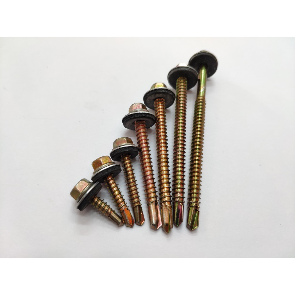 YLK【Pc】Hex Self Drilling Screw Skru Atap SKRU IKAT Bumbung WITH WASHER ...