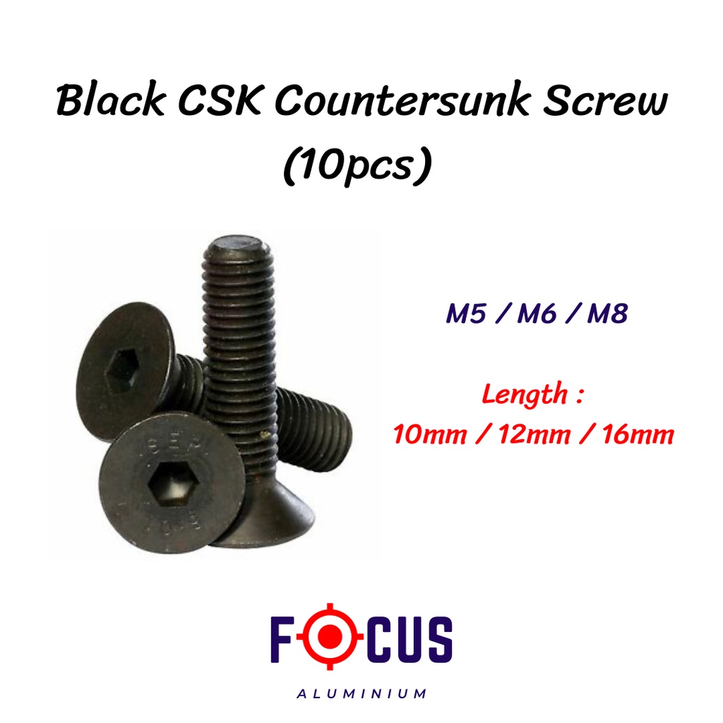 Black CSK Countersunk Screw M5 / M6 / M8 | Shopee Malaysia
