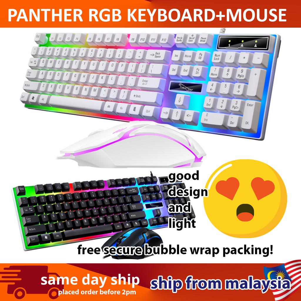 LED Colorful Gaming Keyboard USB Wired Light Mechanical Feel Keyboard ...