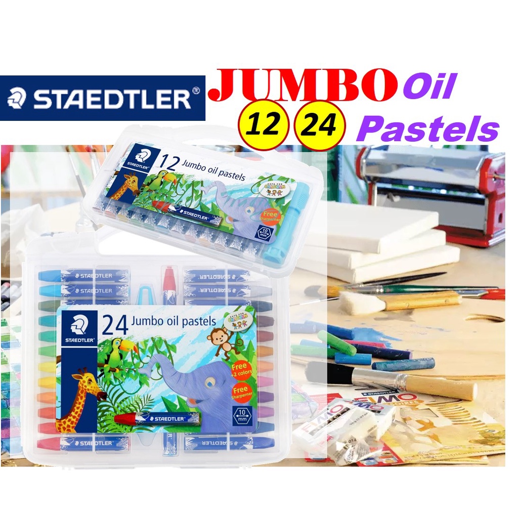 Staedtler Oil Pastels Jumbo 12 / 24 pieces Plastic Casing with Holder ...