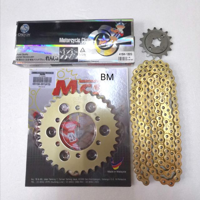 SPOKET SET 415 (GOLD CHAIN +SPOKET) KR150/DINAMIK /GT128 RANDOM BRAND | Shopee Malaysia