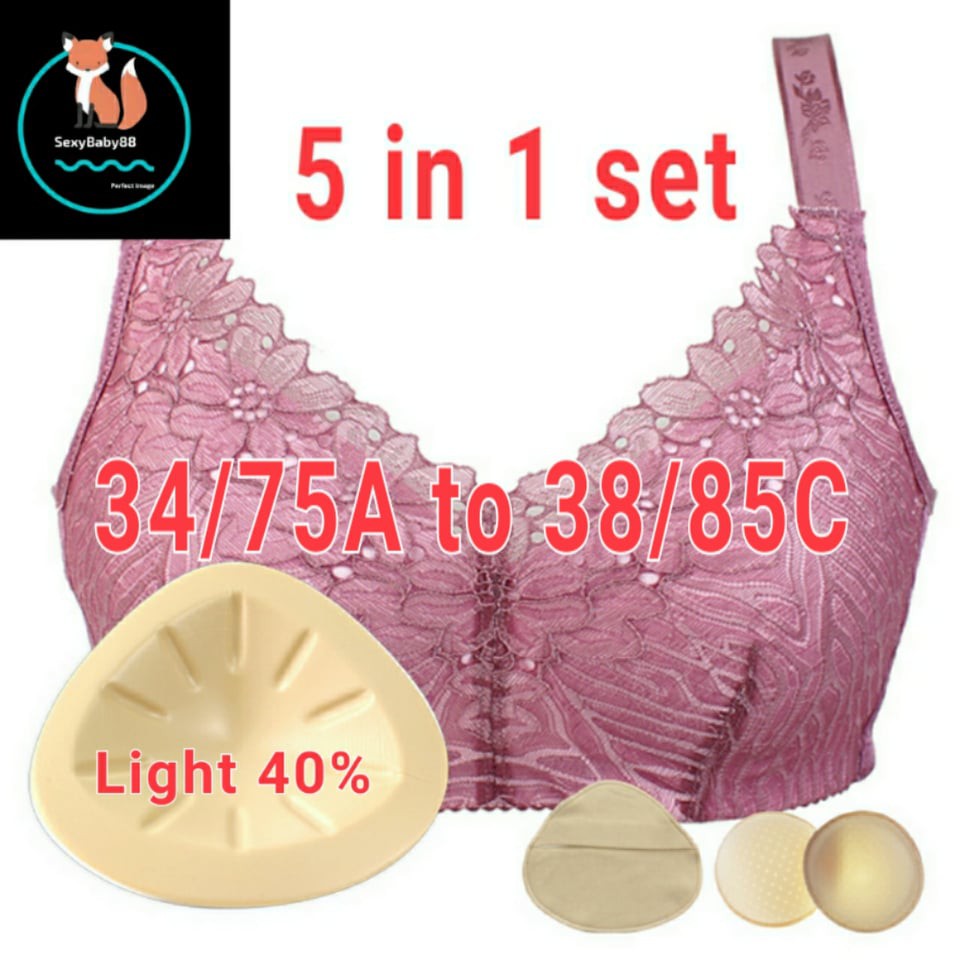 Mastectomy Prosthesis bra with Silicon Fake Breast set cancer surgical 34/75A to 38/85C 乳癌手术后切除 ...