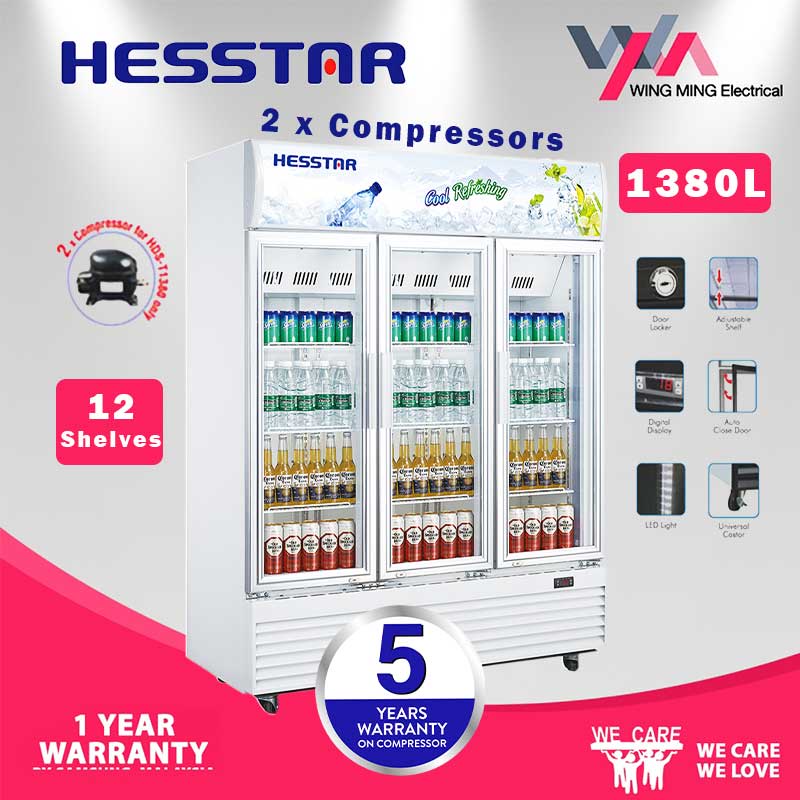 Hesstar 1380L Showcase Vertical Refrigerator 3 Door/Peti Ais 3 Pintu ...