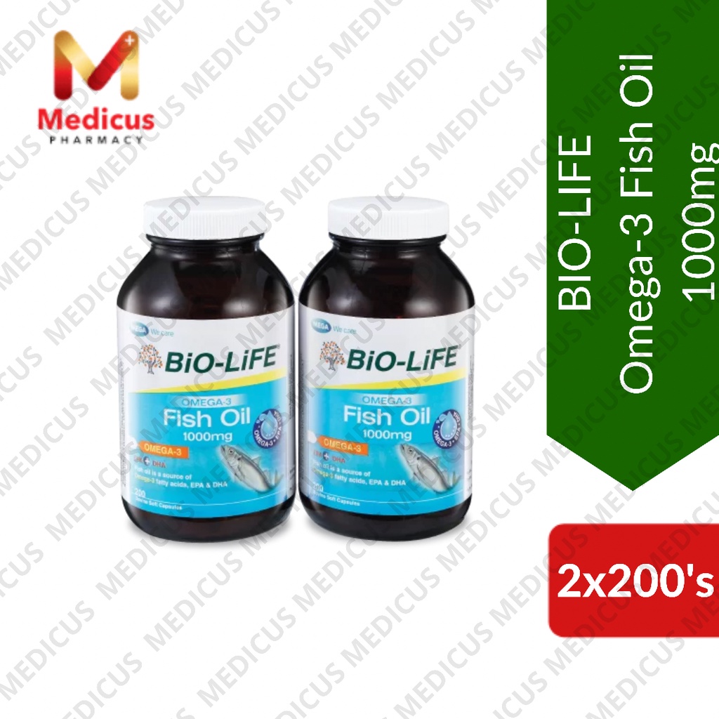 Bio-Life Omega-3 Fish Oil 1000mg 2X200'S (Exp: 11/2025) | Shopee Malaysia