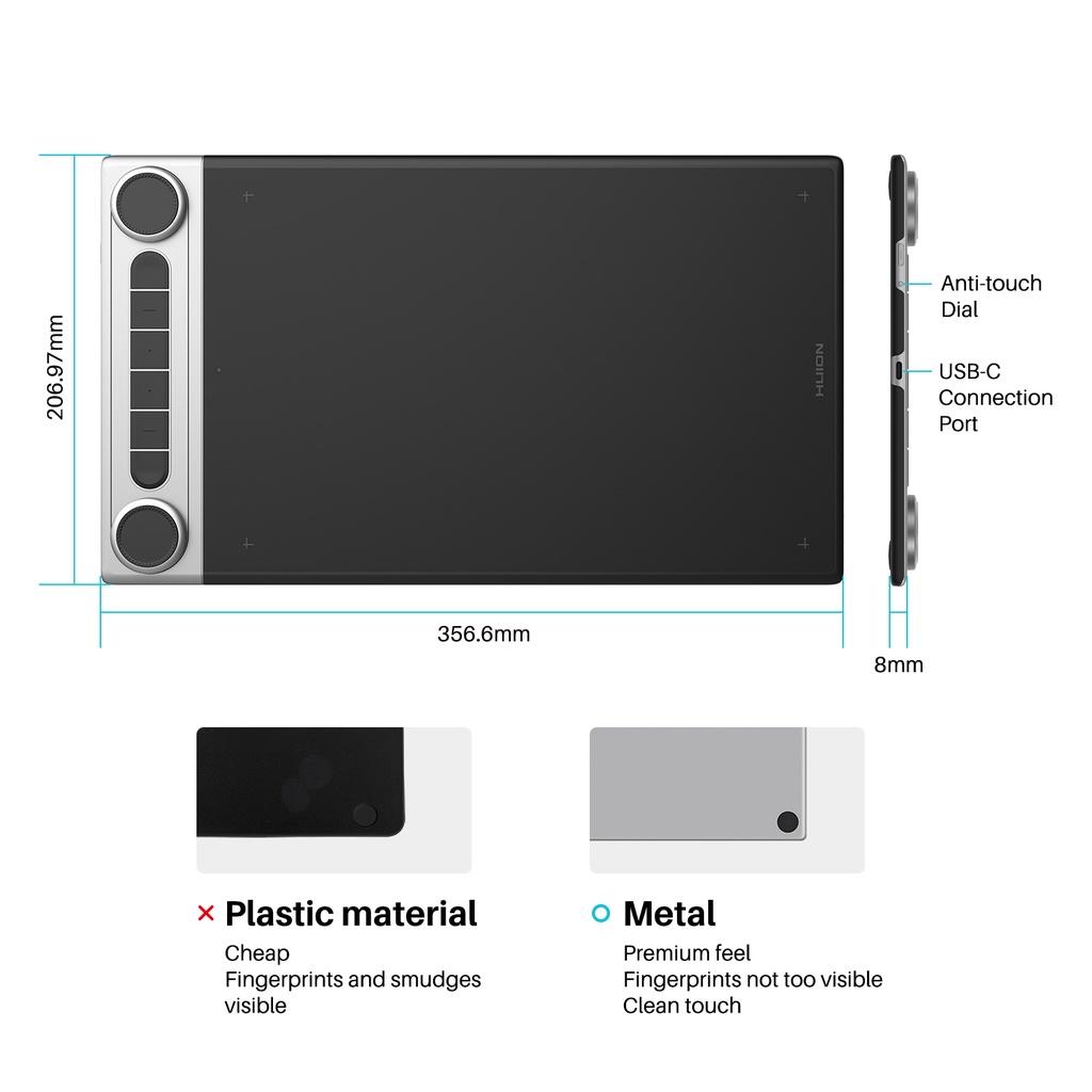 [Wireless] Huion Inspiroy Dial 2 Q630M Wireless Bluetooth Digital Drawing Tablet for PC, Mac and ...