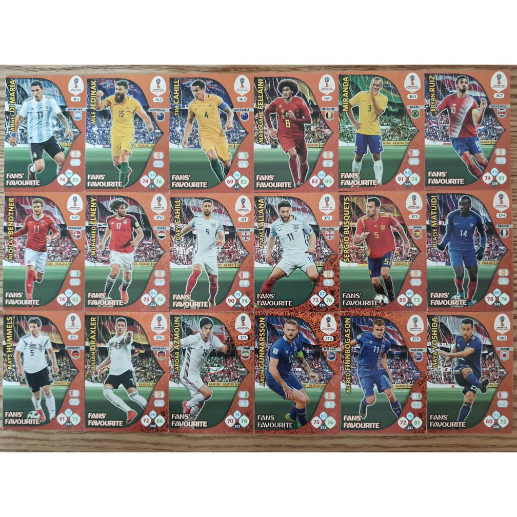 Panini FIFA 365 World Cup 2018 Russia Adrenalyn XL Fan Favorite Cards A ...
