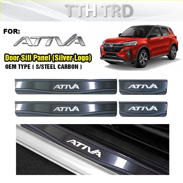 Perodua Ativa OEM CARBON Design Door Side Sill Panel Silver Logo ...