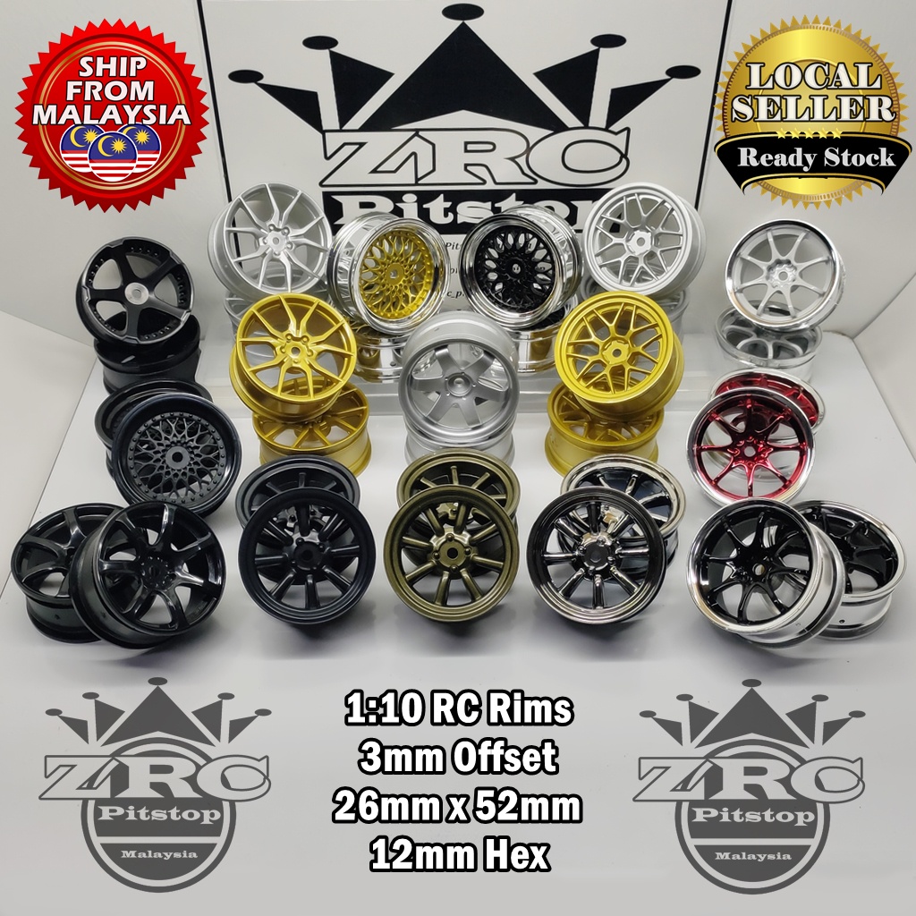 ZRC 1/10 Rim RC Car 3mm Offset Drift Touring Wheel 1:10 52mm Watanabe ...
