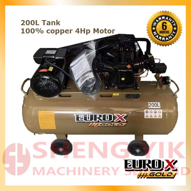 Shengyik EuroX Gold Edition EAW-7420 EAW-7423 4hp 200L 8Bar Belt Air Compressor | Shopee Malaysia