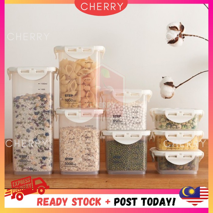 🍒CHERRY🍒 Plastic Transparent Clam-shell Food Storage Box Canisters Tank ...