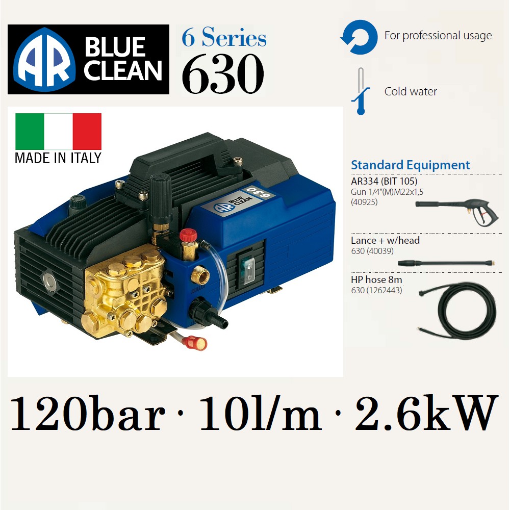 AR 610 High Pressure Cleaner Water Jet Blue Clean (Made in Italy ...