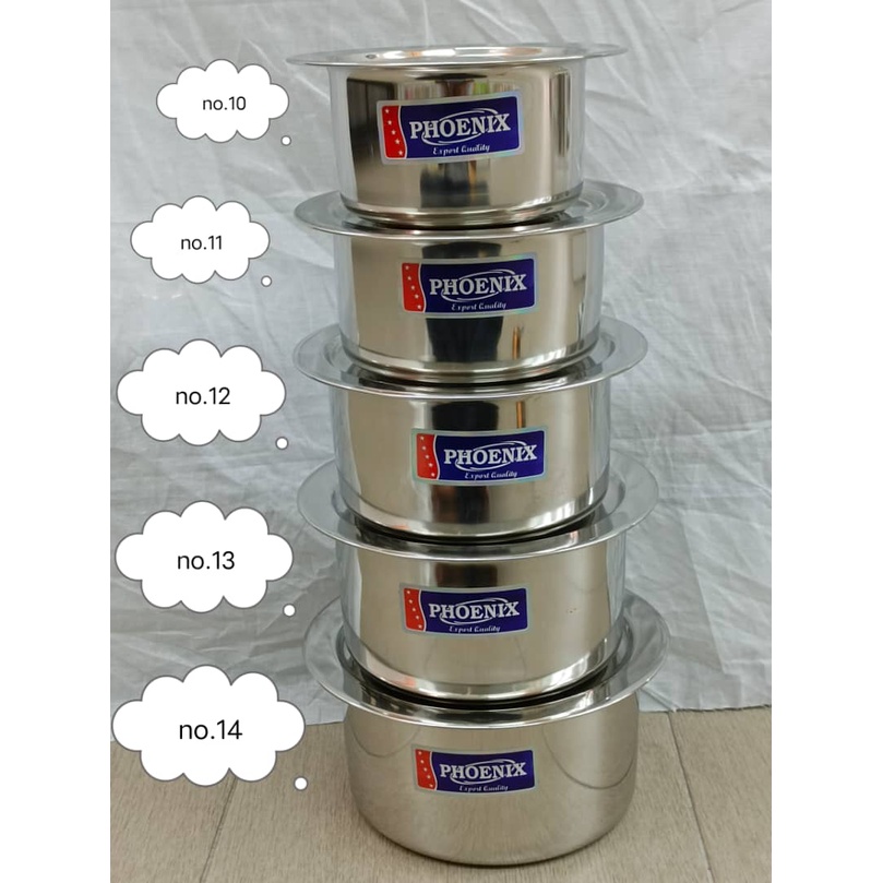 Plain Stainless Steel Tope Set 5 Pcs (10 x 14) | Shopee Malaysia