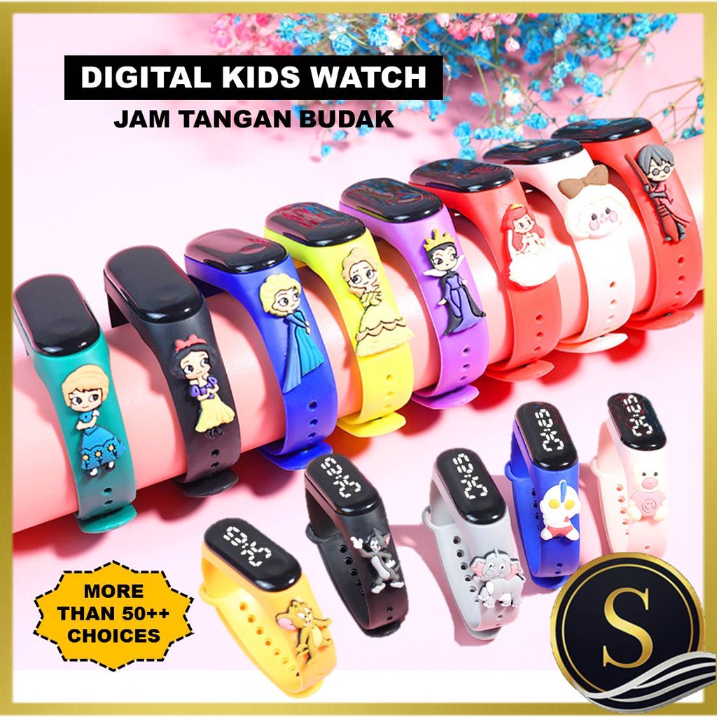 Jam Tangan Budak Cute Cartoon Watch Silicone Digital LED Touch Screen ...