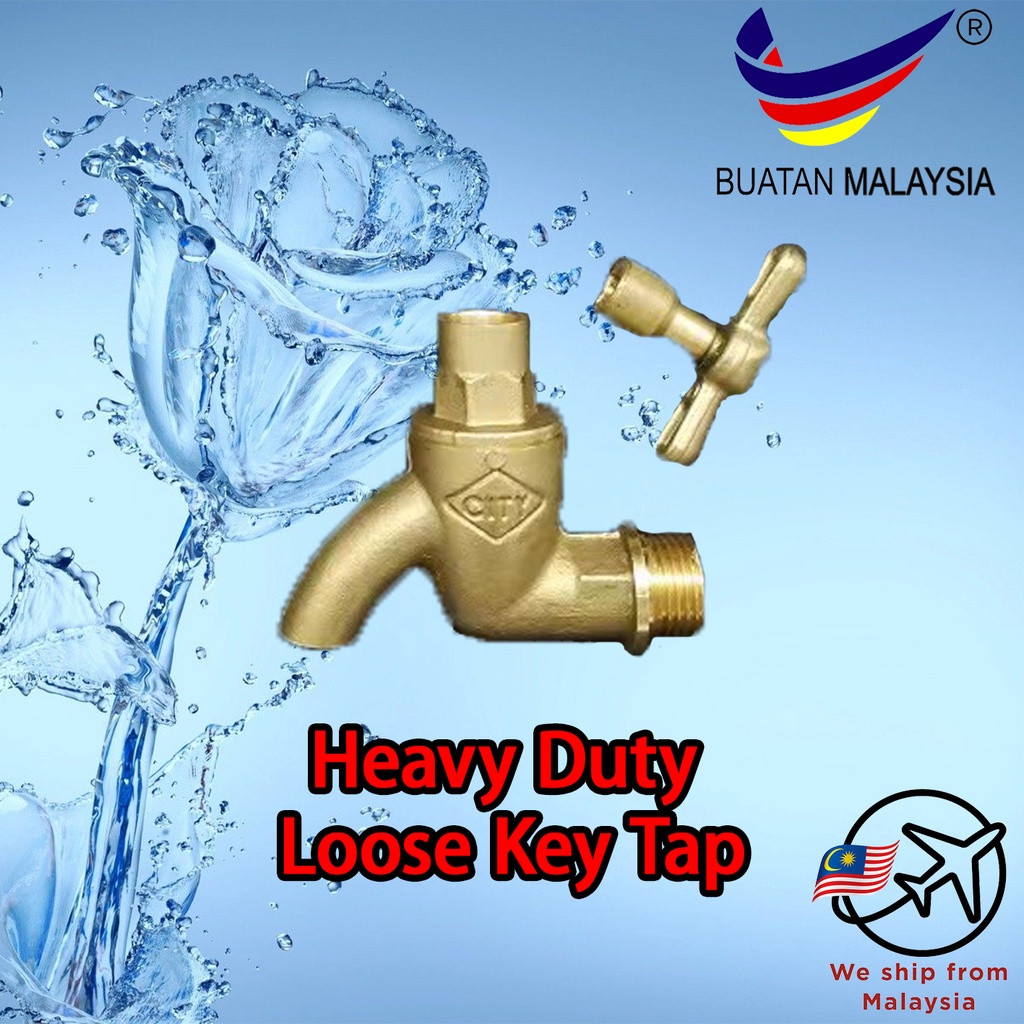 15MM Brass Water Tap Kepala Pipe Tambaga Loose Key Tap 1/2 Inch Water ...