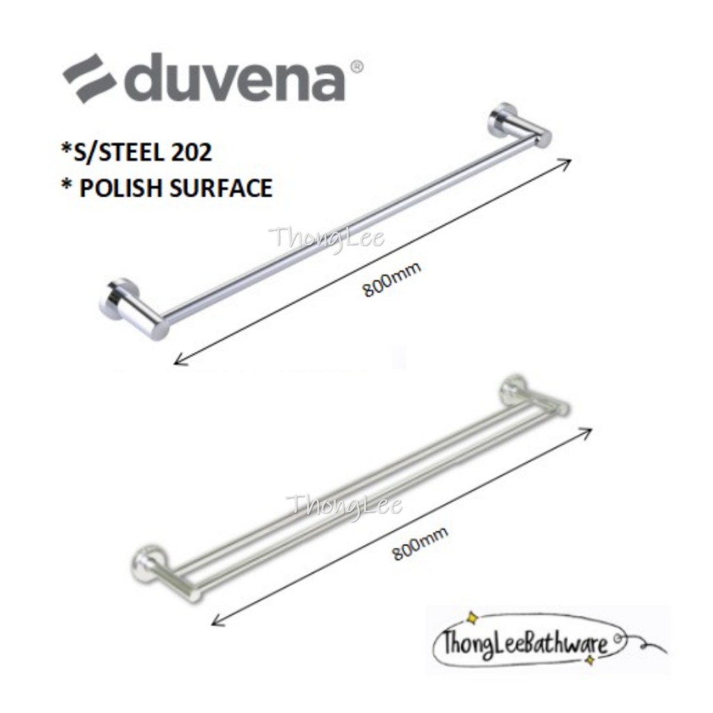 DUVENA Towel Bar Stainless Steel 202 Polished 毛巾架 DUVA1810 / DUVA1820 ...