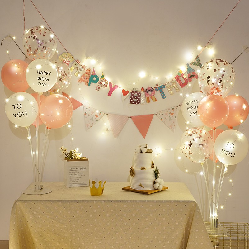 Baby boy girl Theme Birthday Party Decor Pink Navy blue rose gold LED ...
