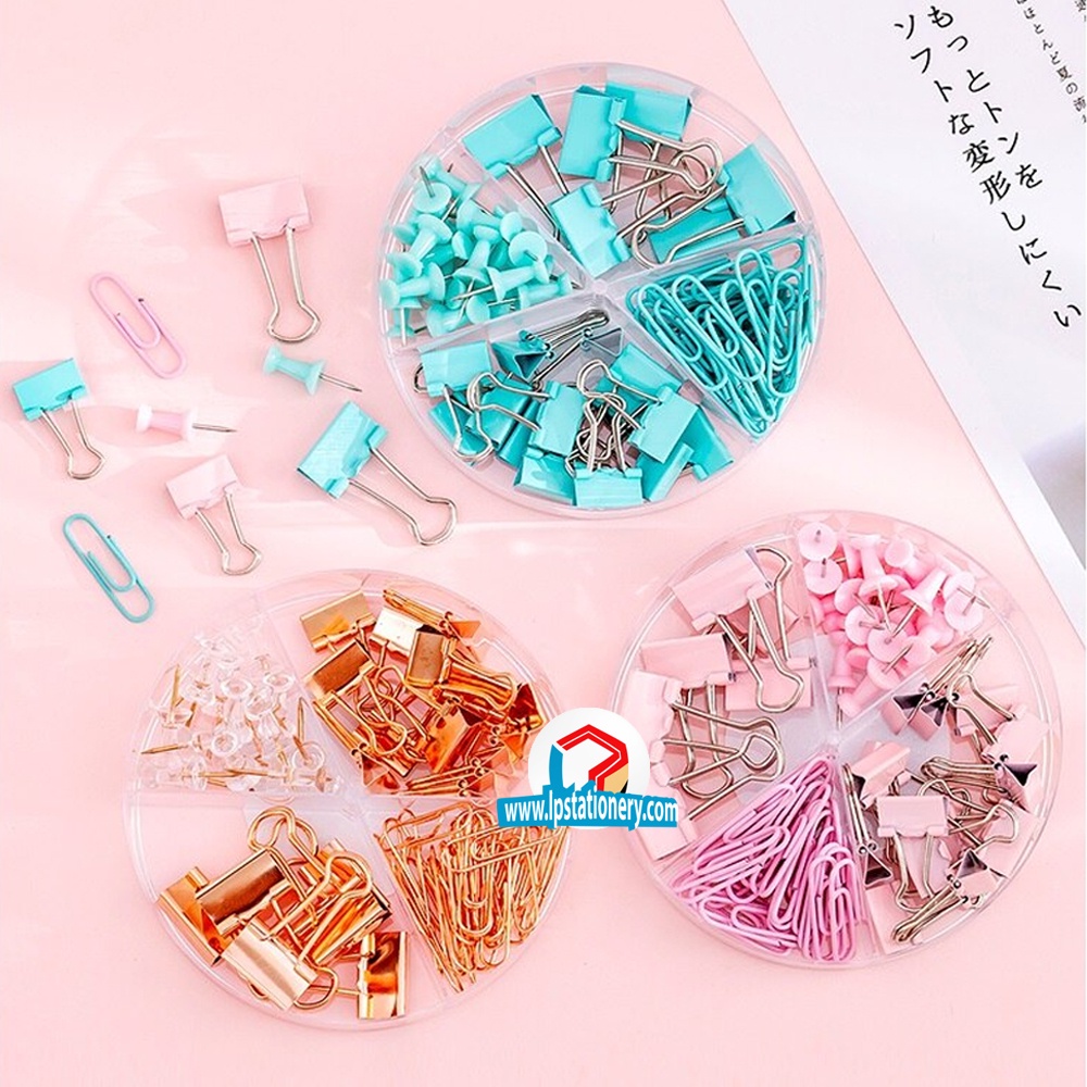 Paper Clips and Pins Set 4 in 1 (Binder Clip, Round Paper Clip, Push ...