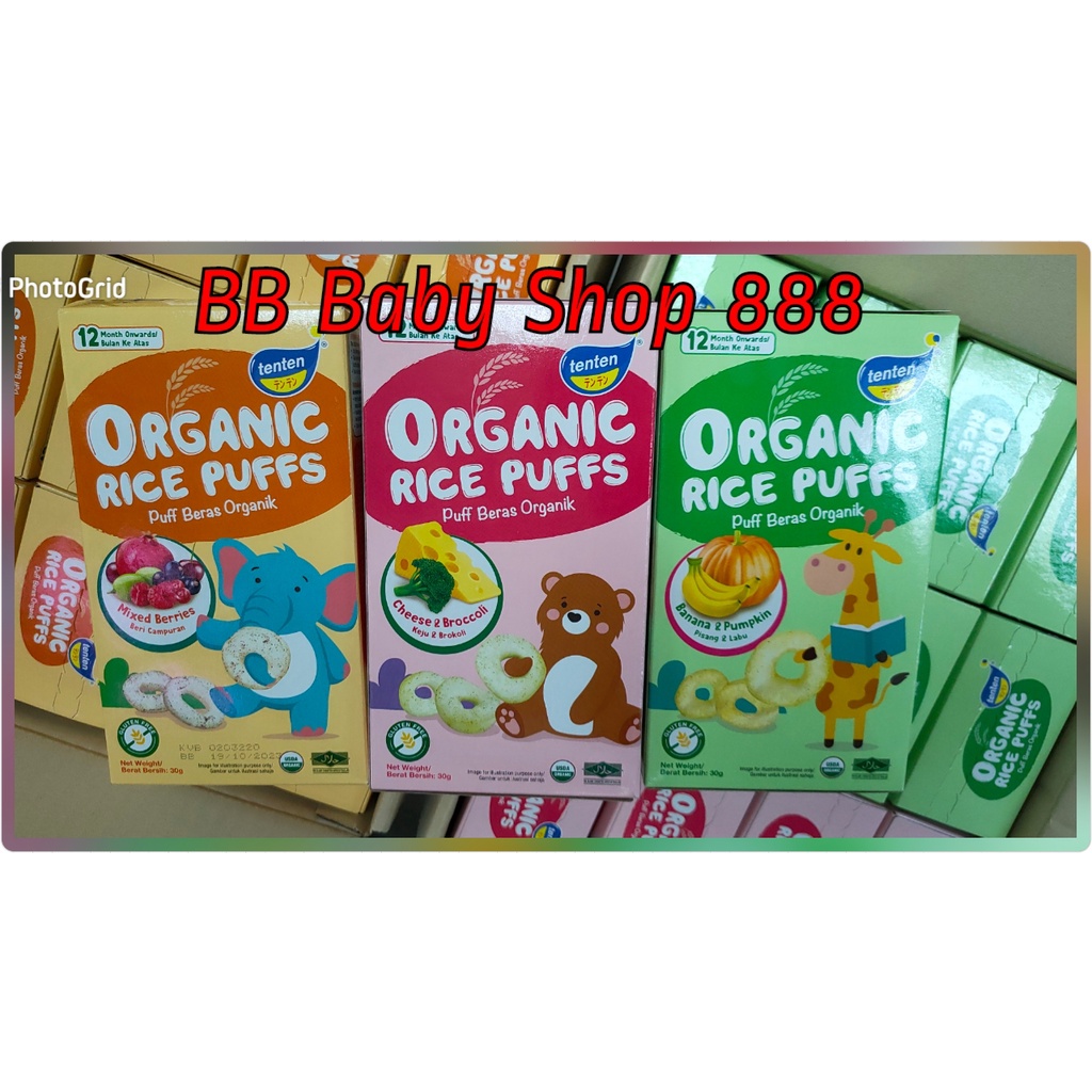 Tenten Organic Rice Puffs 30g ( Cheese & Broccoli, Mixed Berries, Banana & Pumpkin ) | Shopee ...