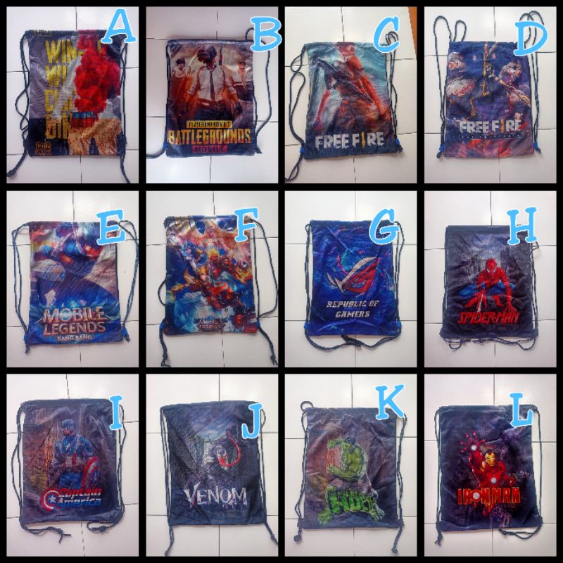 Gymsack Drawstring Bag Draw String GAME PUBG FREE FIRE FF MLBB MOBILE ...