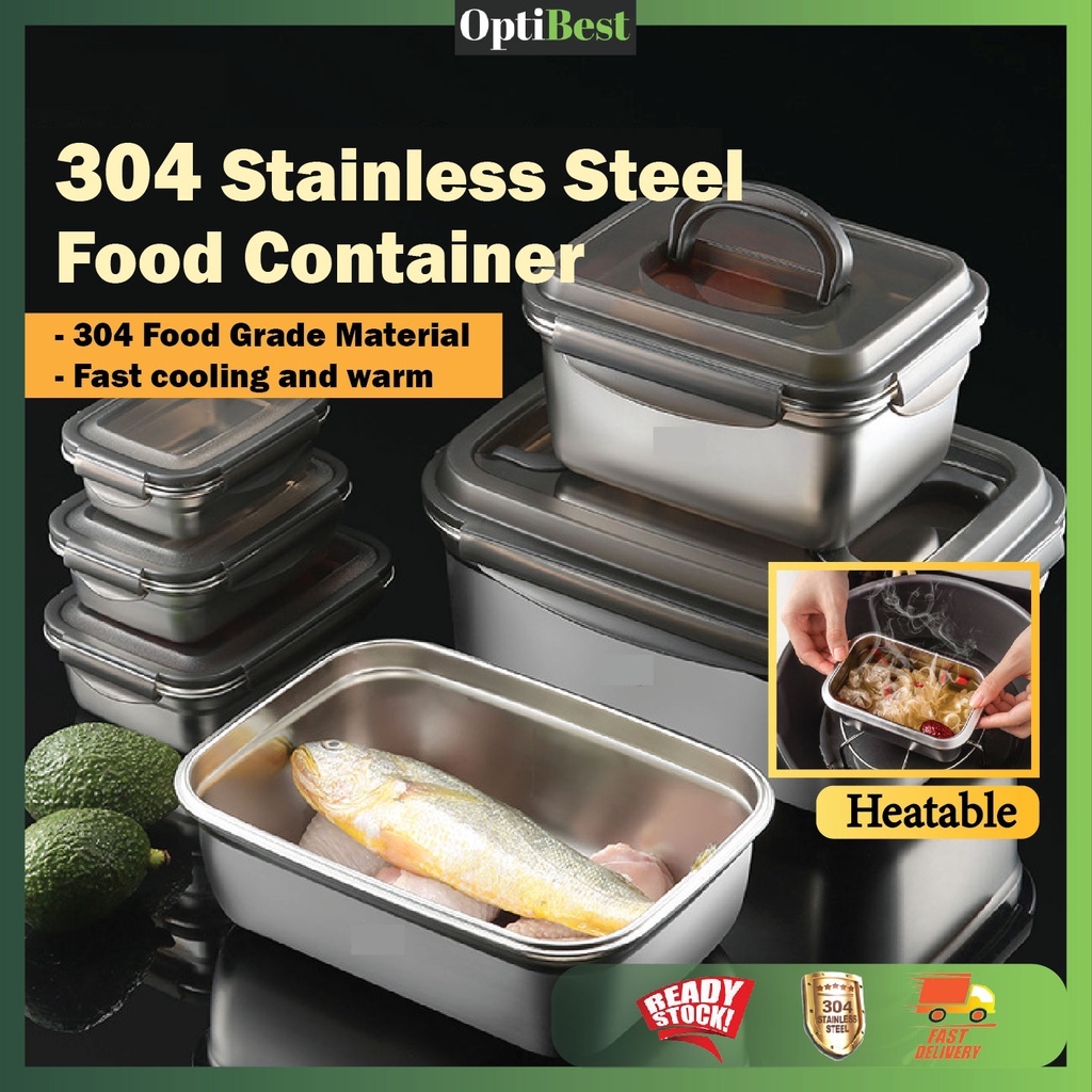 Optibest 304 Stainless Steel Food Container Storage Container 304 Lunch ...