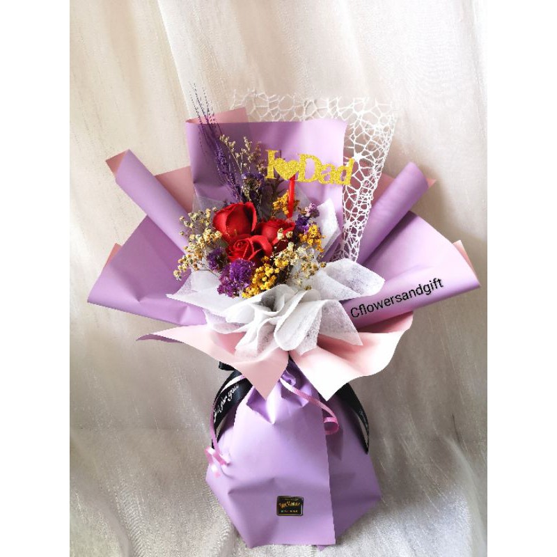 Soap Roses bouquet with preserved flowers/Sejambak bunga sabun/Mother's ...