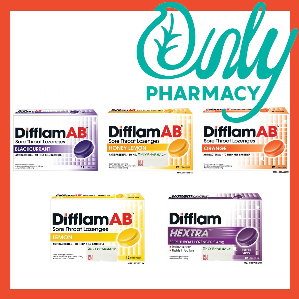 Difflam AB Sore Throat Lozenges 12's (Lemon / Blackcurrant / Orange ...