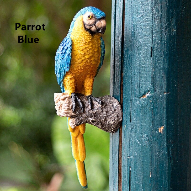 Garden Ornament Resin Parrot Craft Figures Toucan Chameleon Tree ...